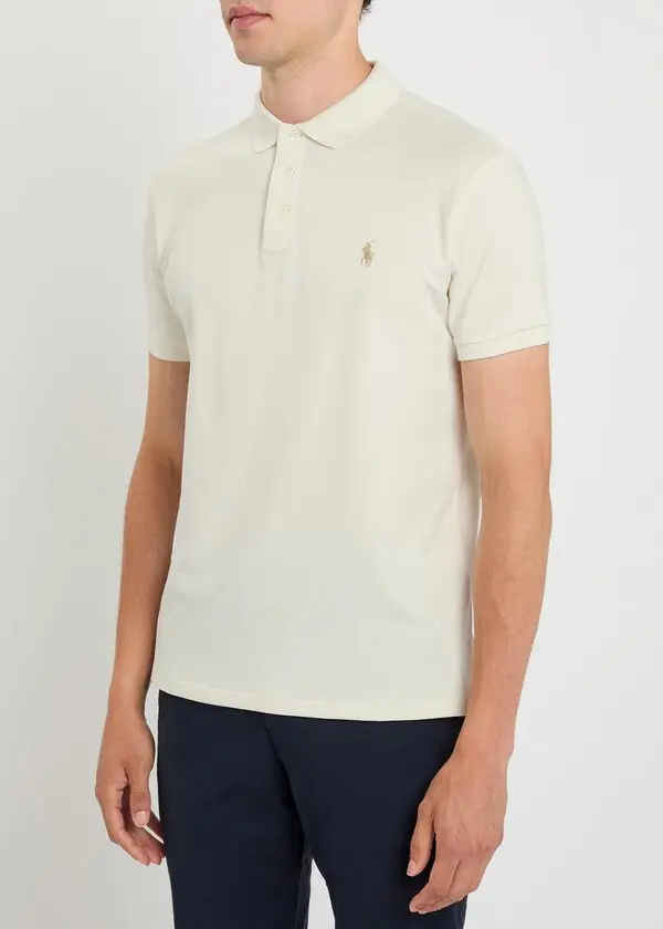 Polo Ralph Lauren Logo-embroidered Piqué Cotton Polo Shirt - Cream