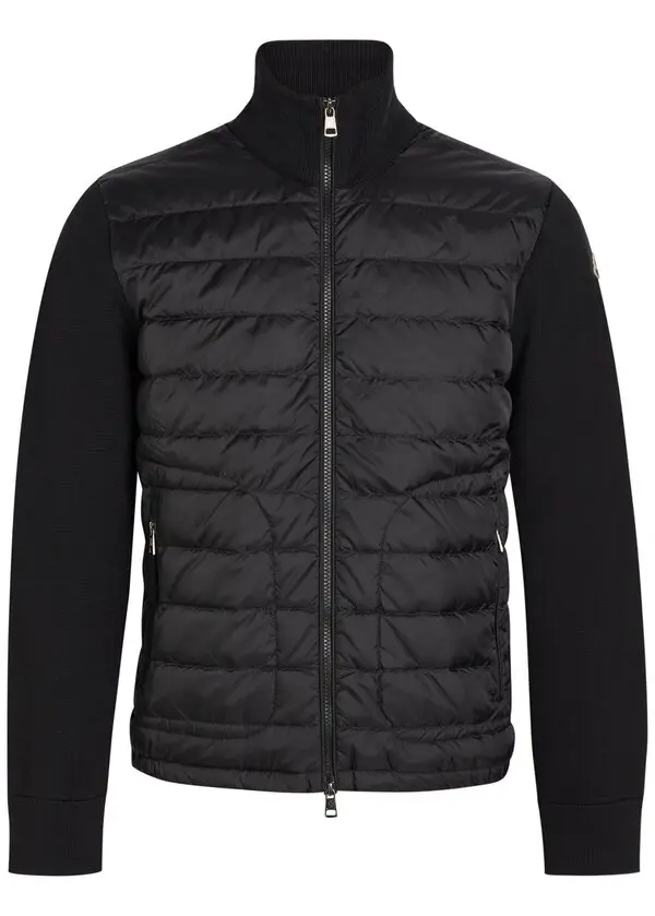 Moncler Padded Knit And Nylon Jacket