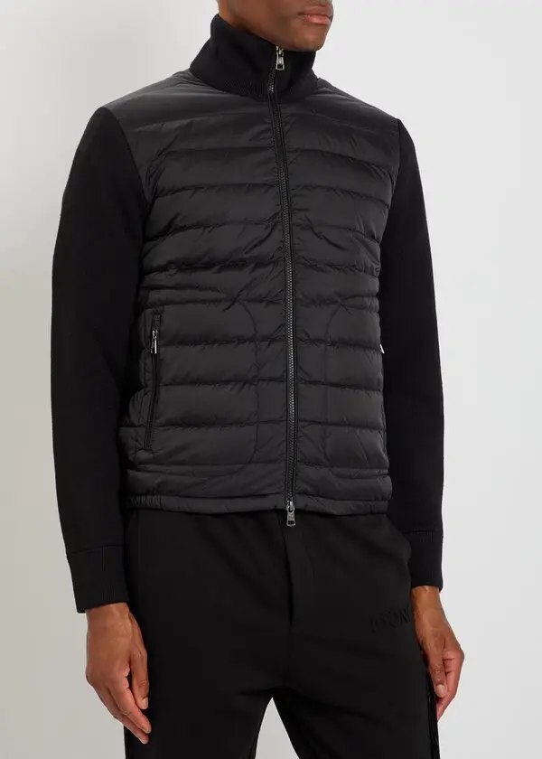 Moncler Padded Knit And Nylon Jacket
