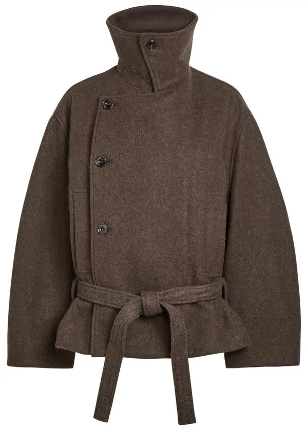 LEMAIRE Double-breasted Belted Wool-blend Wrap Coat