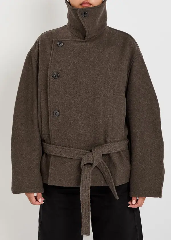 LEMAIRE Double-breasted Belted Wool-blend Wrap Coat