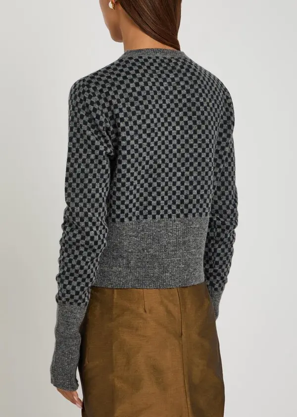 VIVIENNE WESTWOOD Checkmate Checked Knit Cardigan - Grey