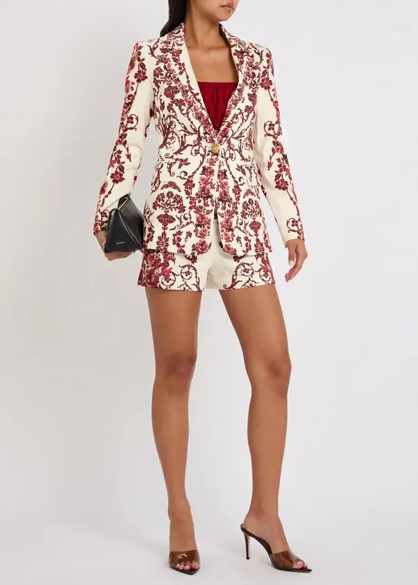 Alice + Olivia Hera Printed Linen-blend Shorts