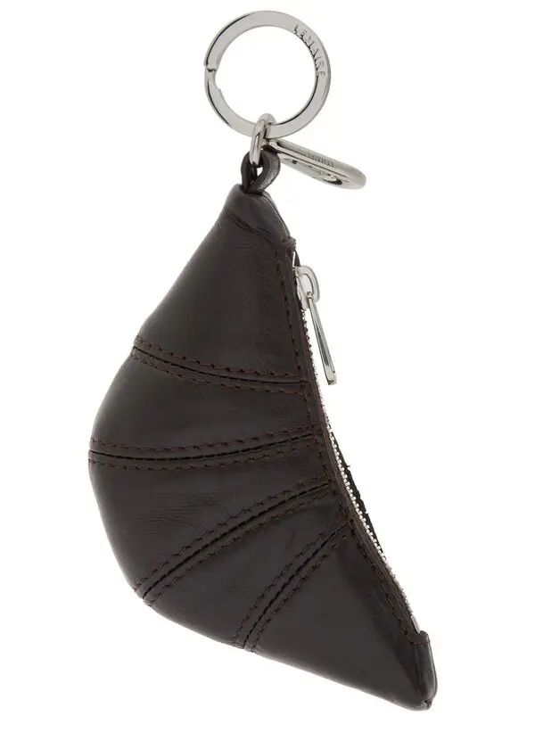 LEMAIRE Croissant Mini Leather Bag Charm - Dark Brown