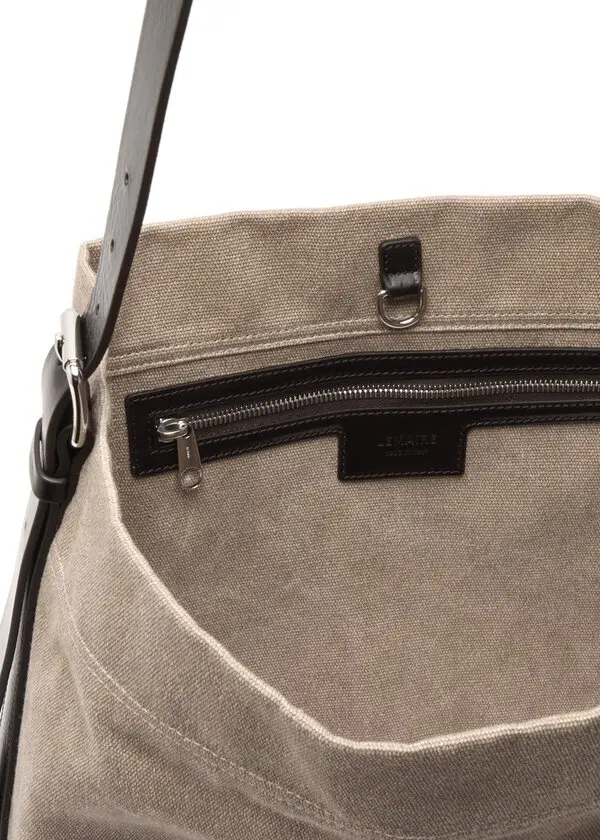LEMAIRE Belted Leather And Canvas Tote