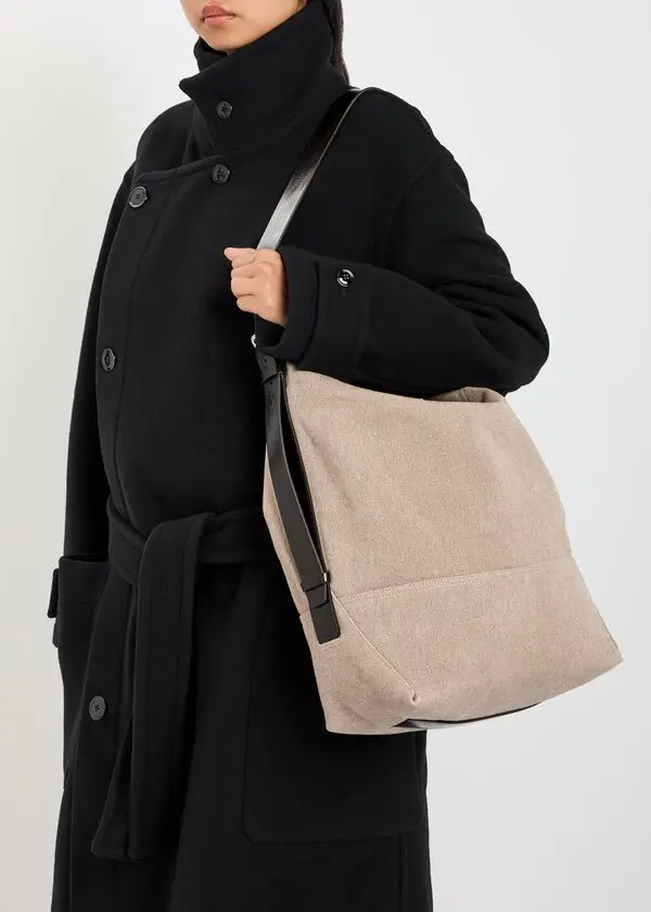 LEMAIRE Belted Leather And Canvas Tote