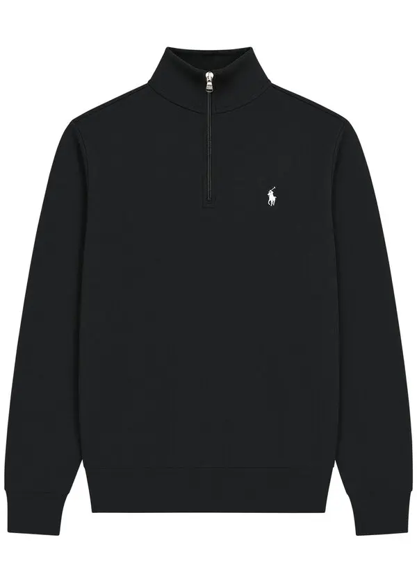 Polo Ralph Lauren Half-zip Cotton-blend Sweatshirt - Black