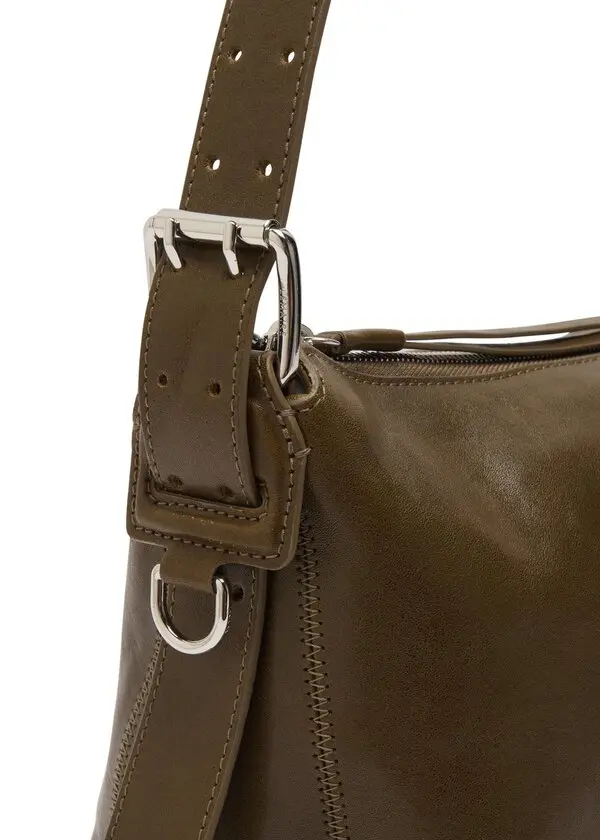 LEMAIRE Belted Baguette Leather Shoulder Bag - Tan