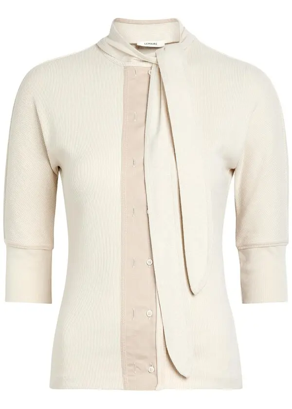 LEMAIRE Ascot Ribbed Cotton-blend T-shirt - Cream