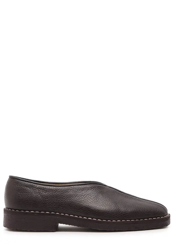 LEMAIRE Piped Grained Leather Slippers