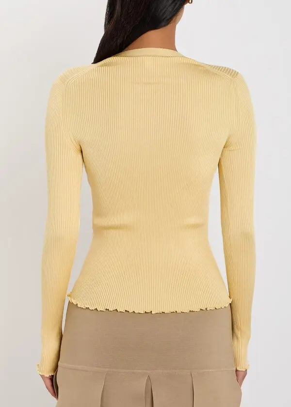 Alaïa Ribbed-knit Silk-blend Top