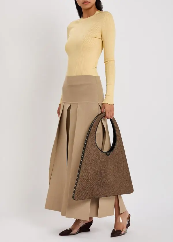 Alaïa Ribbed-knit Silk-blend Top With Scalloped Hem - Yellow Light