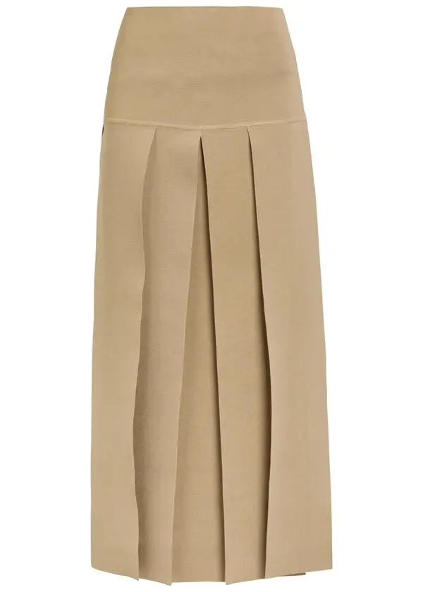 Alaïa Pleated Stretch Fine-knit Midi Skirt