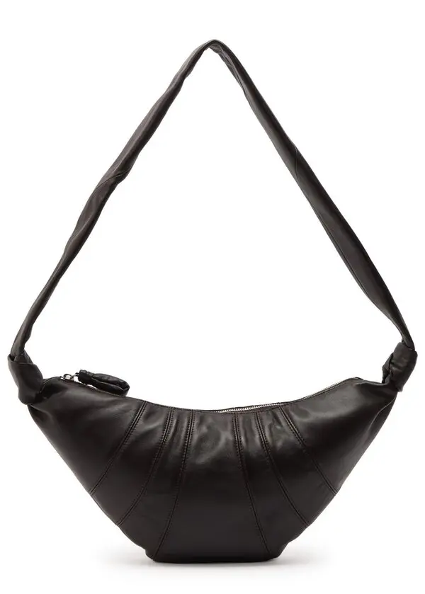 LEMAIRE Croissant Medium Grained Leather Shoulder Bag - Dark Brown