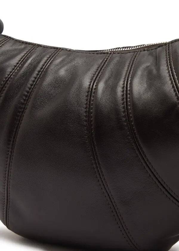 LEMAIRE Croissant Medium Grained Leather Shoulder Bag - Dark Brown