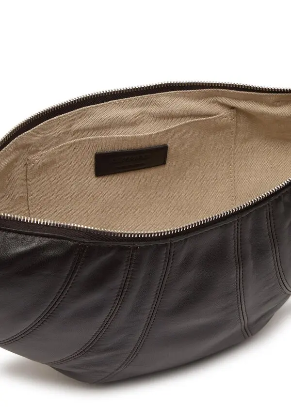 LEMAIRE Croissant Medium Grained Leather Shoulder Bag - Dark Brown