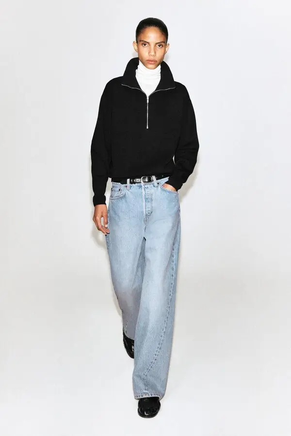 Cos Mock-neck Half-zip Knitted Sweater