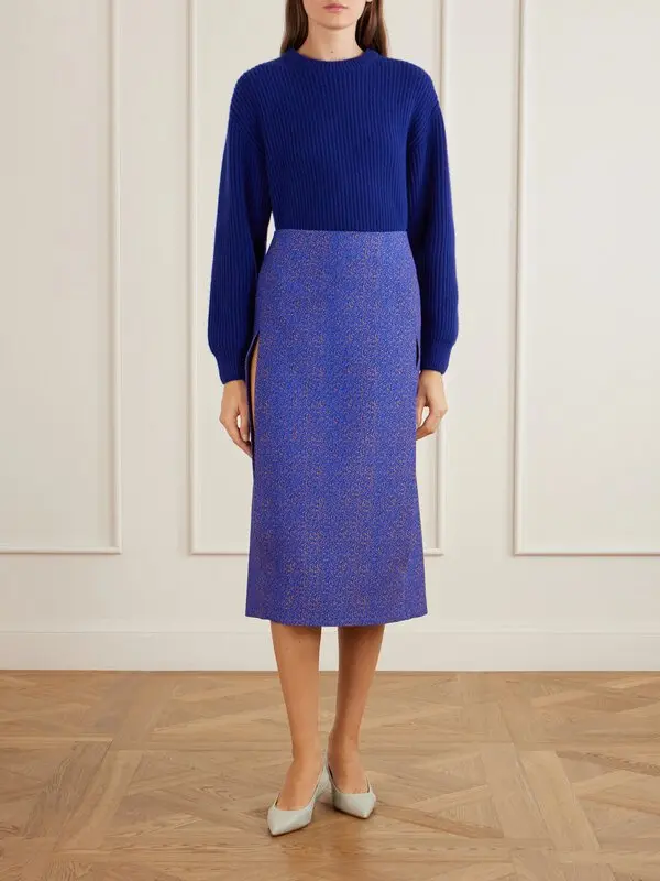 JIL SANDER Draped Jacquard Midi Skirt