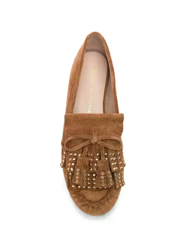STUART WEITZMAN Tassel-embellished Studded Loafers
