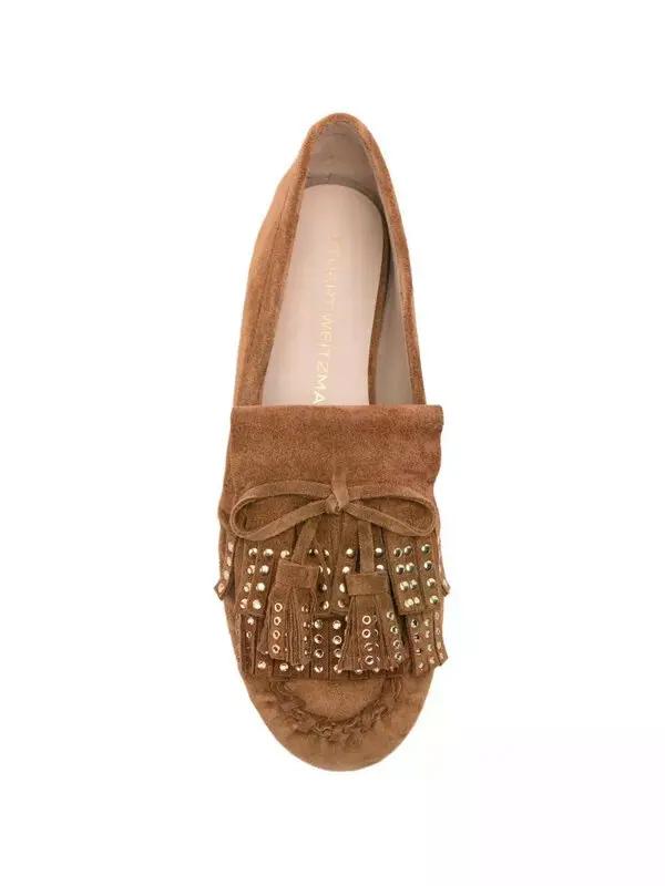 STUART WEITZMAN Embellished Tassel Loafers - Brown