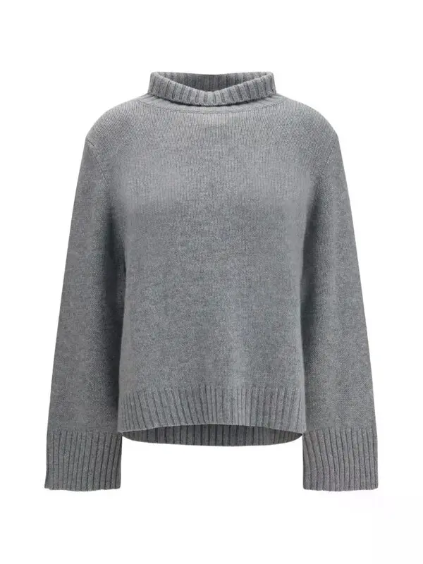 ALLUDE High-neck Ribbed-cuff Sweater