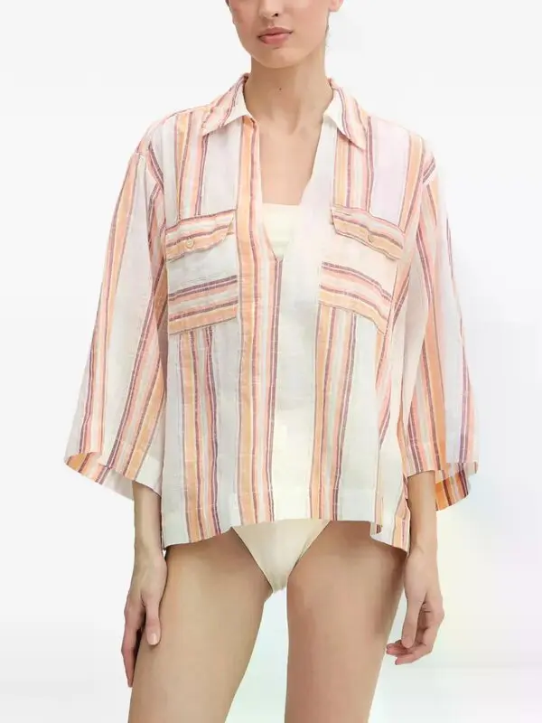 Melissa Odabash Billi Striped Pocket-detail Top