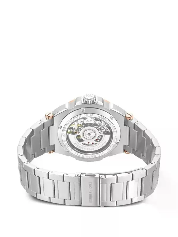 KENNETH COLE Skeleton Automatic Watch With Stainless Steel Case And Link Bracelet - Black