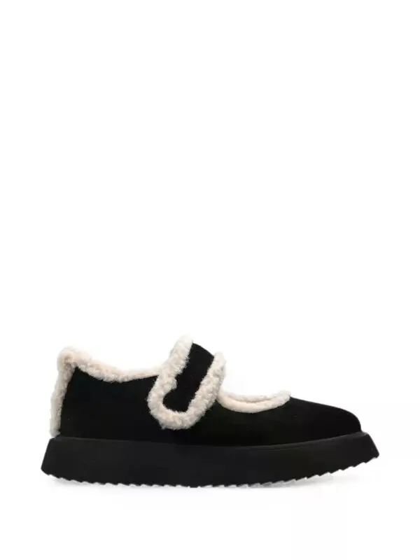 Inuikii Shearling-trim Leather Ballet Flats