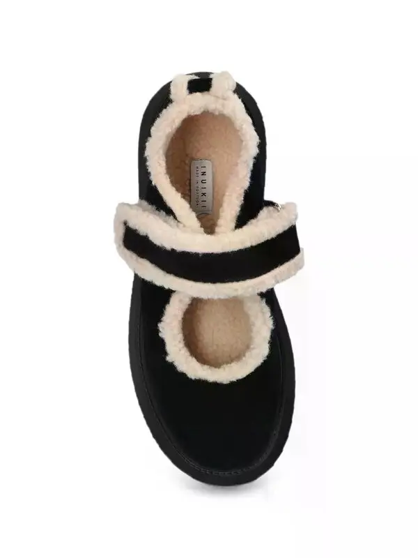 Inuikii Shearling-trim Leather Ballet Flats