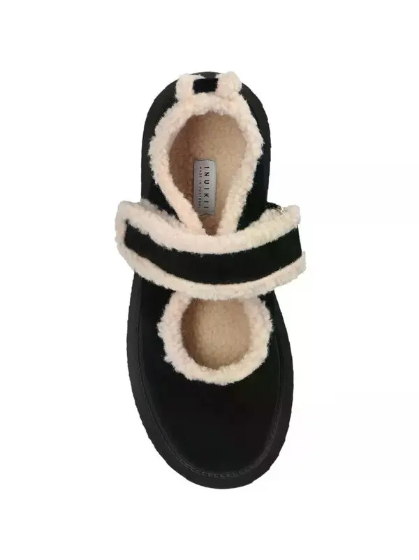 Inuikii Shearling Trim Leather Ballet Flats
