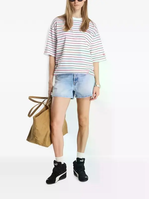New Era Striped Embroidered T-shirt