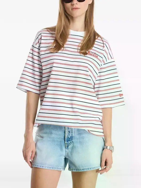 New Era Striped Embroidered T-shirt