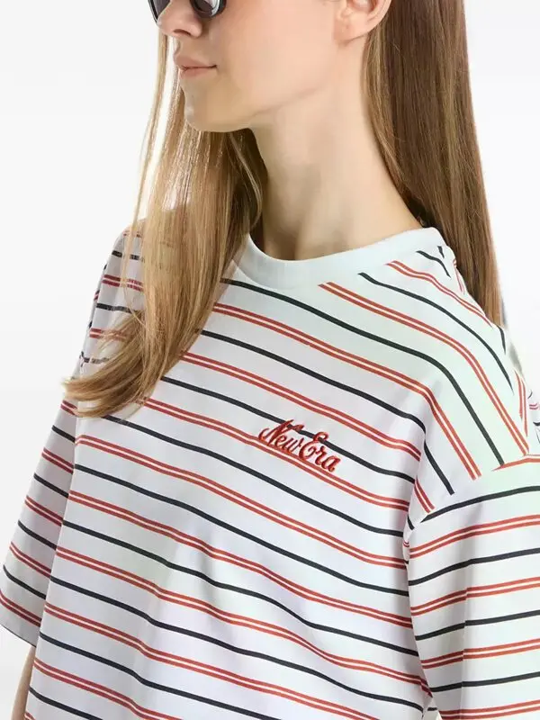 New Era Striped Embroidered T-shirt