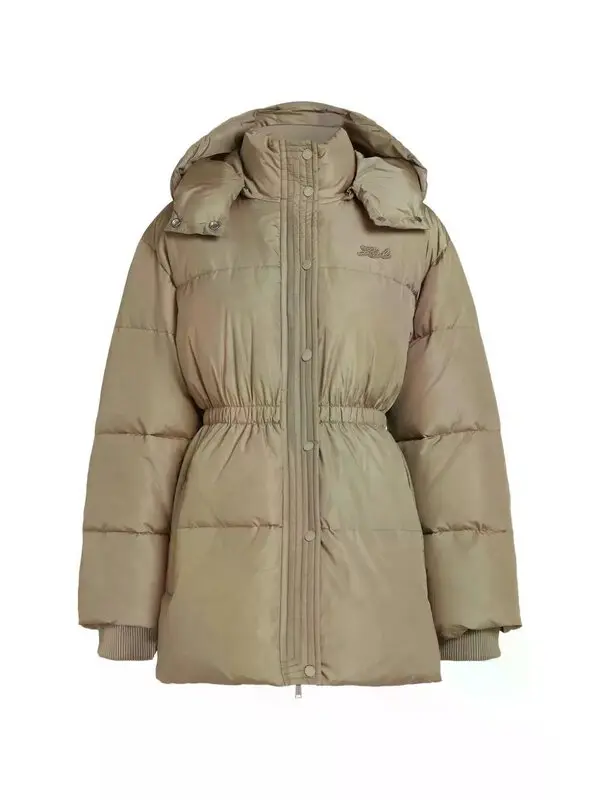 Karl Lagerfeld Cinched Midi Puffer Jacket