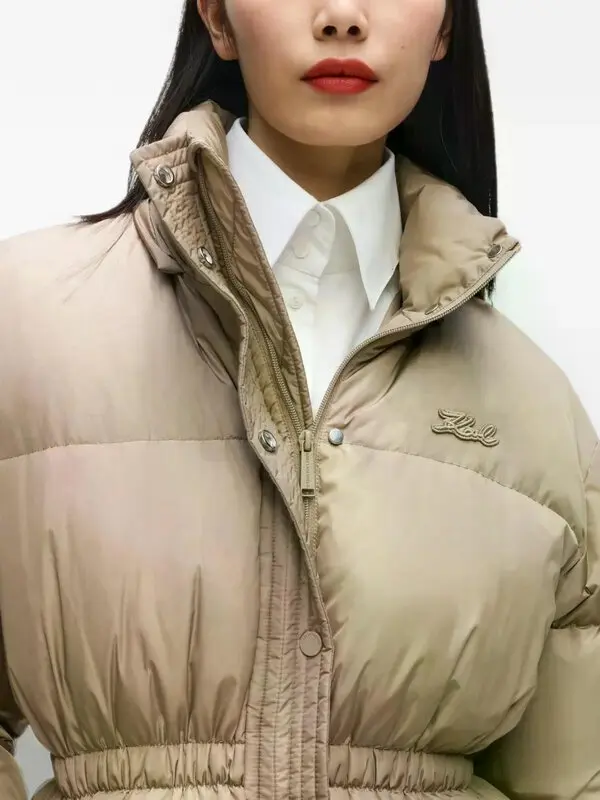 Karl Lagerfeld Cinched Midi Puffer Jacket