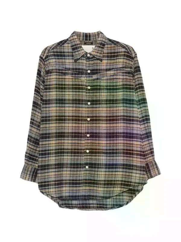 R13 Plaid Pattern Oversized Shirt - Blue
