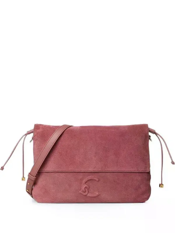 COCCINELLE Small Lidia Logo-embossed Suede Clutch Bag - Pink