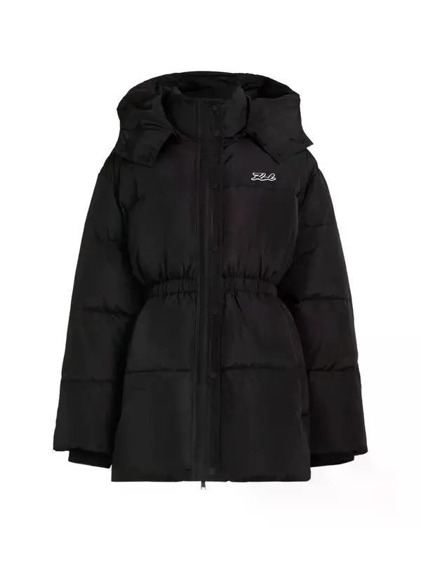 Karl Lagerfeld Cinched Midi Puffer Jacket