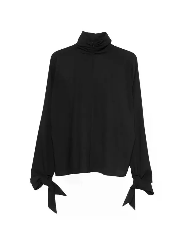 Emporio Armani Tie-cuff High-neck Blouse - Black