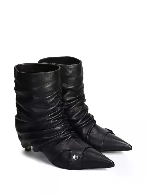 THE SELLER Ruched Pointed-toe Kitten Heel Ankle Boots
