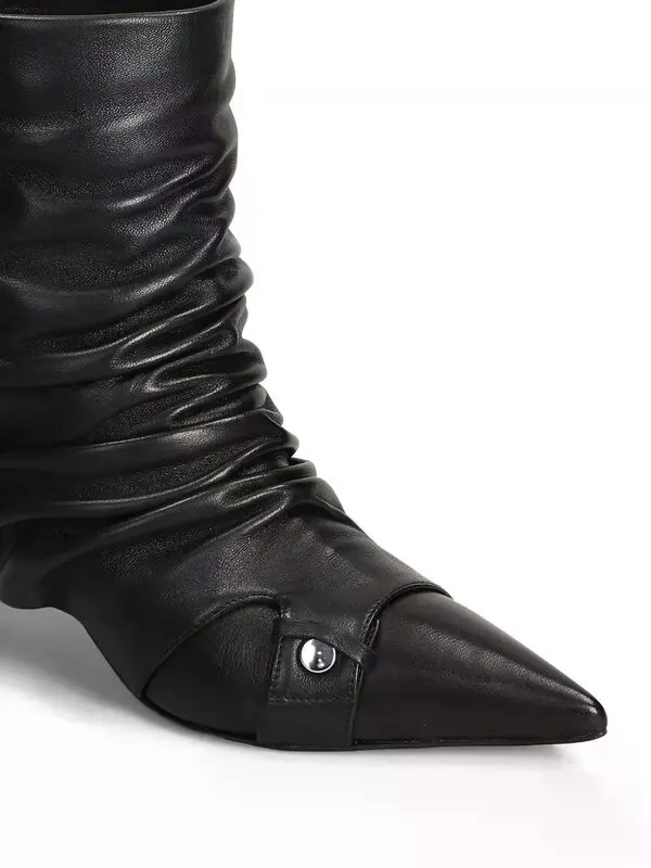 THE SELLER Ruched Pointed-toe Kitten Heel Ankle Boots