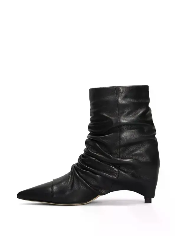 THE SELLER Ruched Pointed-toe Kitten Heel Ankle Boots