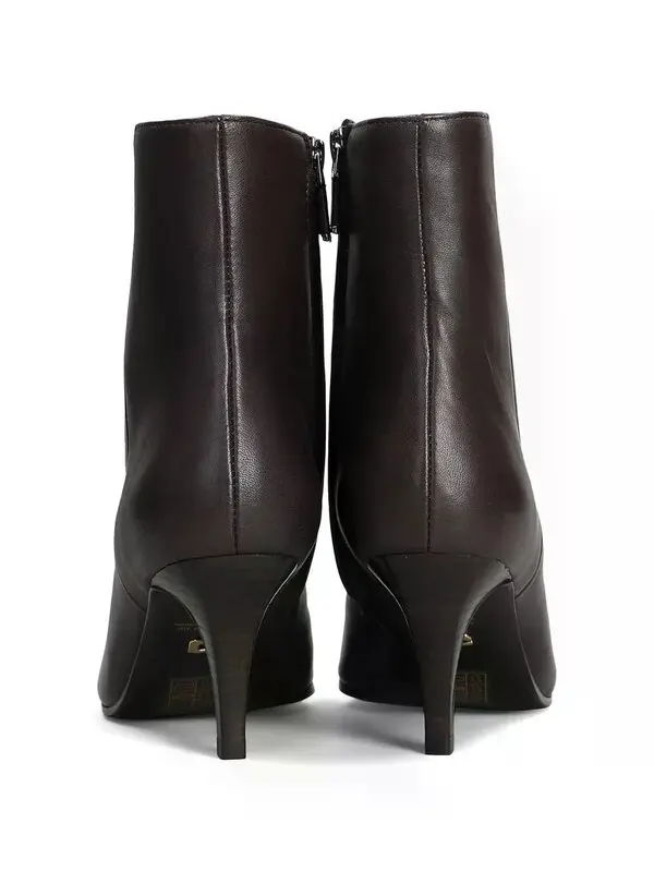 Lola Cruz Pointed Toe Zip Up Ankle Boots - Brown