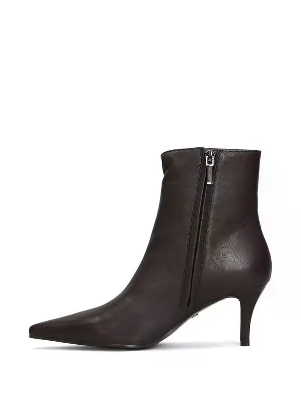 Lola Cruz Pointed Toe Zip Up Ankle Boots - Brown