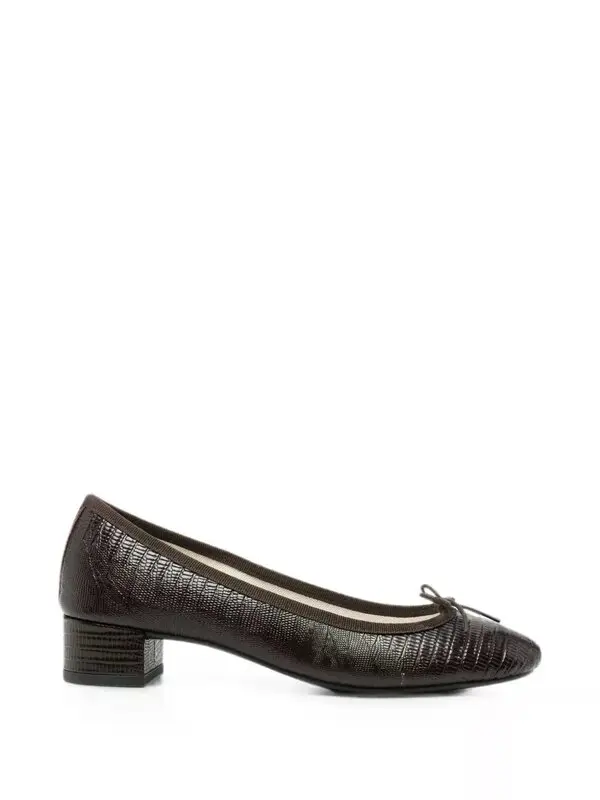 Repetto Lizard-effect Bow-detail Pumps