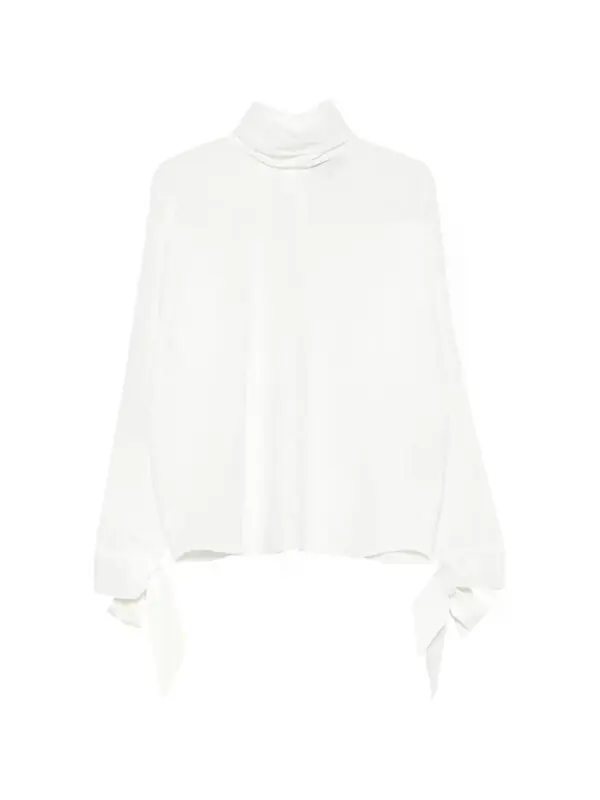 Emporio Armani Bow-cuff High-neck Blouse - White
