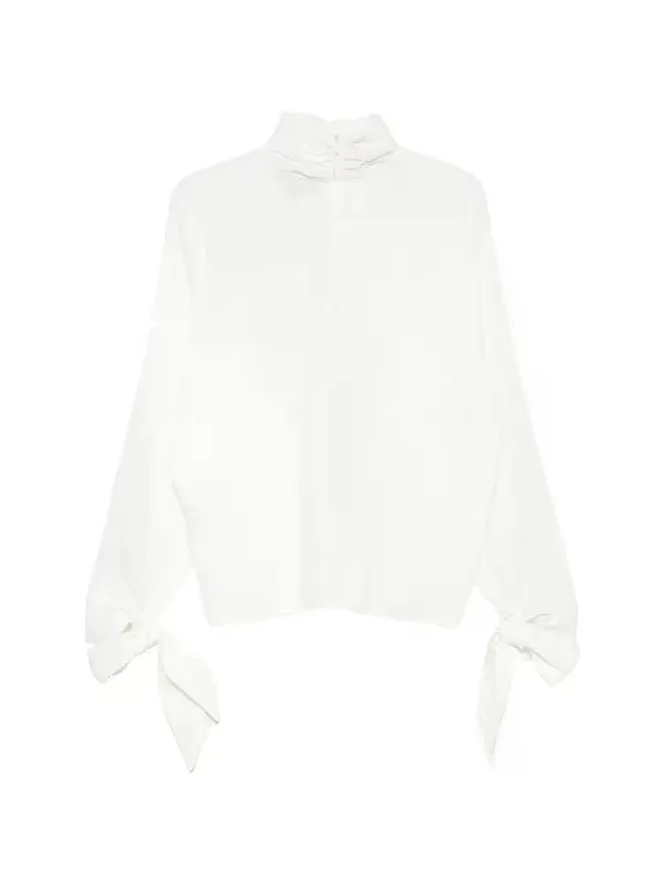 Emporio Armani Bow-cuff High-neck Blouse