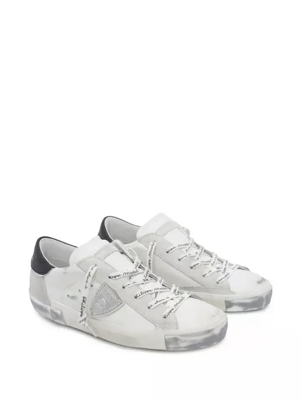 Philippe Model Prsx Logo Patch Leather Sneakers
