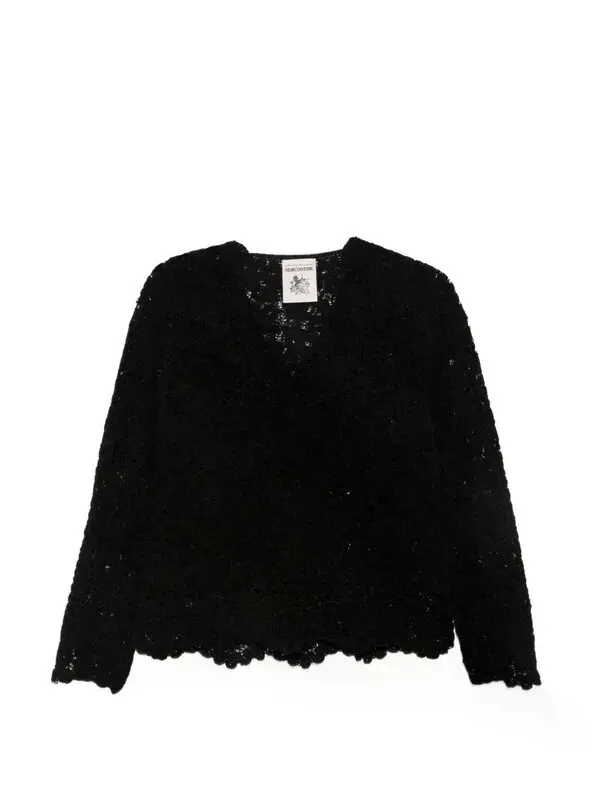 SEMICOUTURE Lace V-neck Knit