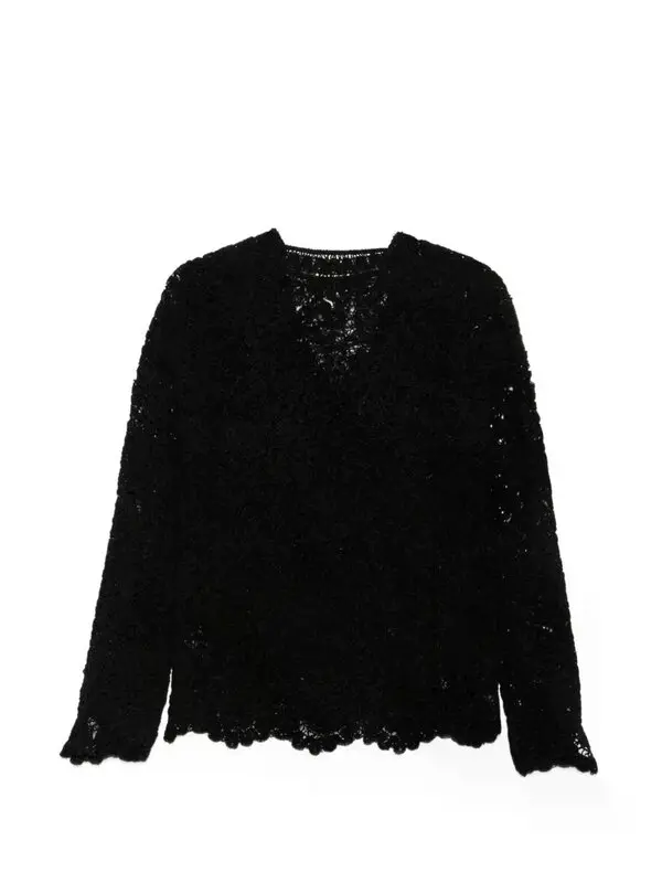 SEMICOUTURE Lace V-neck Knit